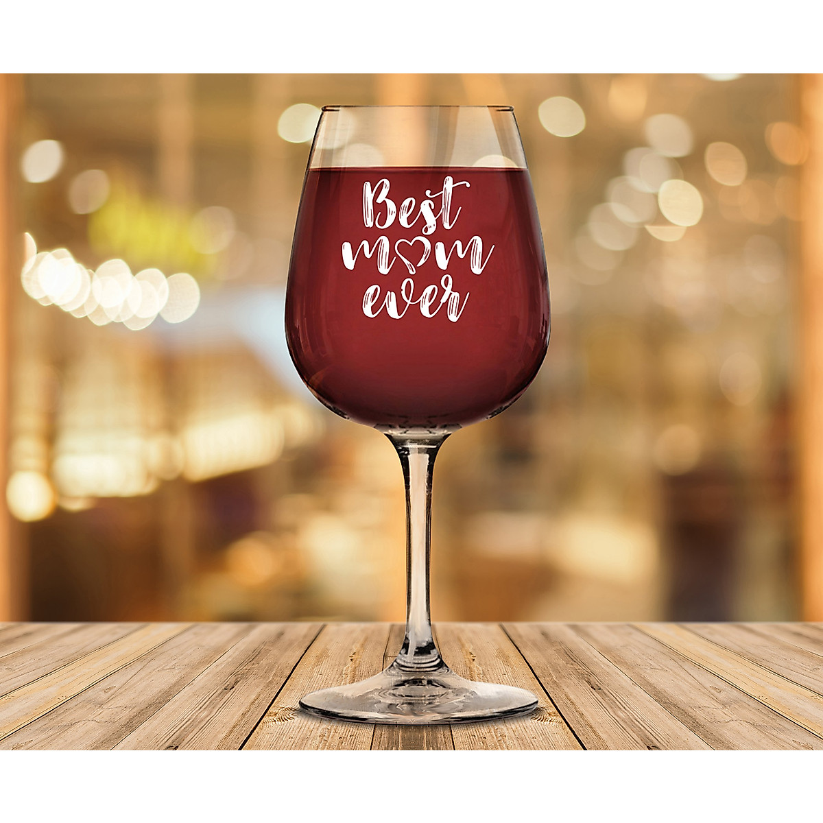 Best Mom Ever Wine Glass - Unique Birthday Gifts for Mom, Women, Wife - Best Mom Gifts from Daughter, Son, Husband, Kids - Top Bday Present Idea for New Mother, Her - Fun Novelty Wine Gift