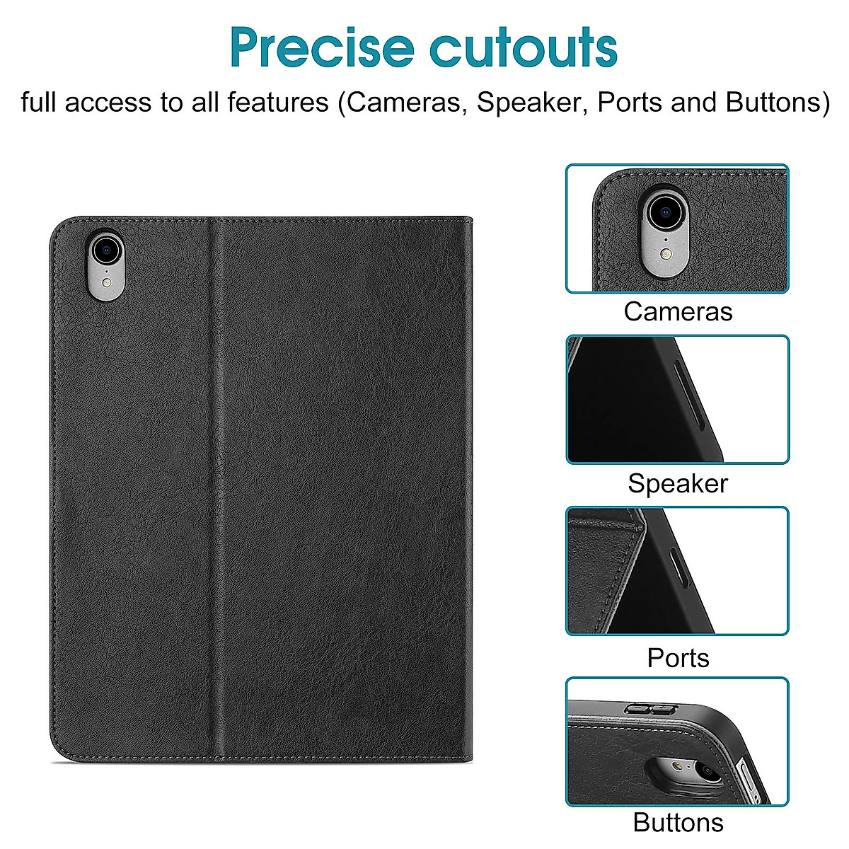 ProCase for iPad Air 11 Inch 2024 / iPad Air 5 2022 / Air 4 2020 Case 10.9 [Support Pencil 2 Charging], Leather Stand Folio Protective Cover Case with Pencil Holder for iPad Air 10.9/11 Inch -Black
