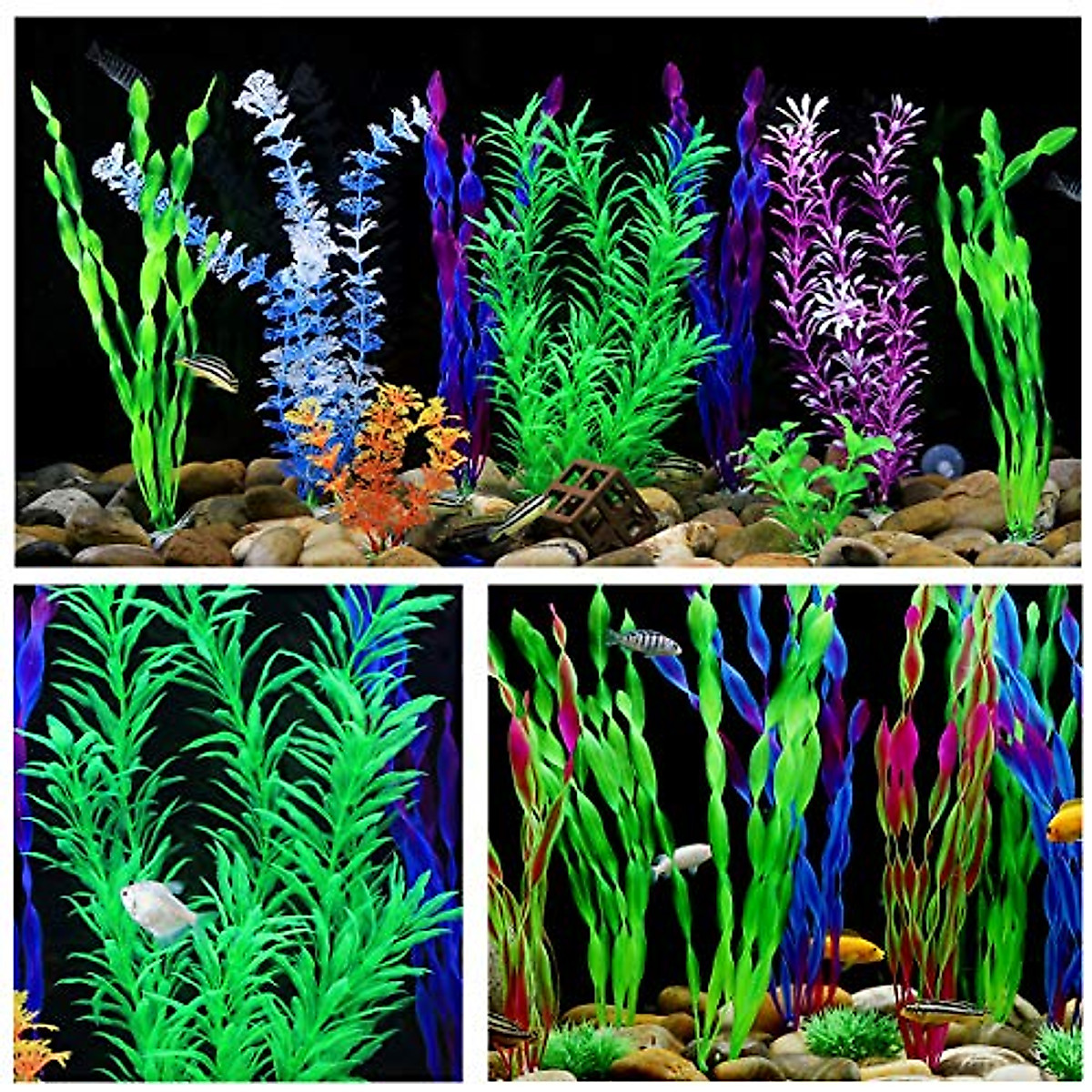 CousDUoBe 9 Pack Large Aquarium Plants Artificial Aquatic Plants, simulate Plants and Aquarium Landscape vividly (12inch)