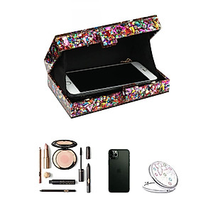 Women Sequin Acrylic Clutch Box Crossbody Bag Handbag Bridal Party Cocktail Evening Clutch Purse (Multi-colored)