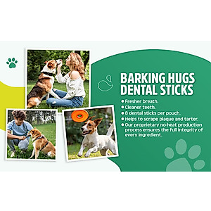 BARKING HUGS Dental Sticks - Natural Dog Dental Treats for Fresh Breath & Clean Teeth, All Natural Dog Breath freshener Dogs, No Grain or fillers, Dental Chews for Dogs with Peppermint Oil