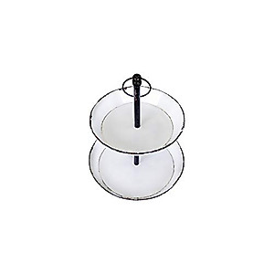 Creative Co-Op DA8538-1 2 Tier White Decorative Metal Tray