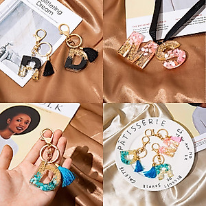 Hayayu Silicone Molds for Resin, Alphabet Letter Epoxy Resin Mold, Backward Keychain Casting Molds Kit for Jewellery Pendants Earrings House Number Making with Key Rings Screw Eye Pins