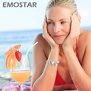 Mother/Child Dolphins Charms on Sea Blue Murano Glass Beads fit Pandora Mothers Day Bracelet, 925 Sterling Silver Playful Dolphine Beads Ocean Life Charm, Gift for Travel/Christmas