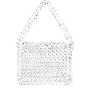 YIFEI Women Transparent Beaded Acrylic Shoulderbag Evening Handmade Bags (Clear)