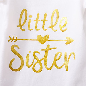 BIRTHDAY SHARK Big Sister Little Sister Matching Outfits Matching Outfits for Girls Little Sister Outfit (Yellow-Little Sister,0-3 Months)