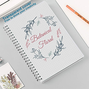 Spiral Dot Grid Notebook - A5 Bullet Dotted Journal, 80 Sheets / 160 Pages, 100gsm White Paper, Transparent Hardcover, 5.8X8.25 in