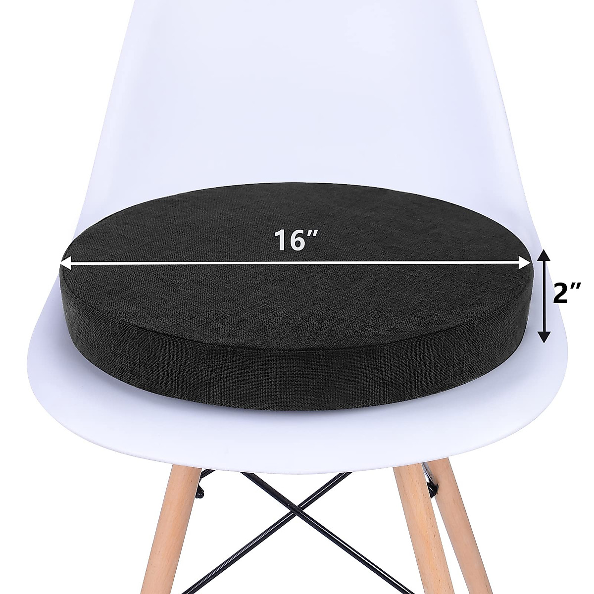 Tromlycs Round Chair Seat Cushion Pad 16 inch for Circle Stool Chairs Non Slip Decorative Foam Cushion Pillow, 1 Piece, 16 x 16 inches, Black