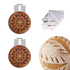 AA Wooden Bread Lame Scoring Cutter Baking Tool with Replaceable Razor Blades for Sourdough Bread Bakers Scorer Blade 2 pcs (TypeA)
