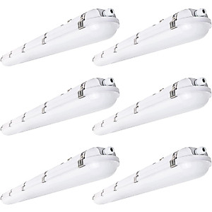 4FT LED Vapor Tight Lights, 60W/50W/40W Wattage Selectable, 3CCT 3000k-4000k-5000k Vapor Proof Light, 5200LM LED Shop Light for Warehouses Car Wash, Walk-in Freezer, 100-277V, UL&DLC Listed (6-Pack)