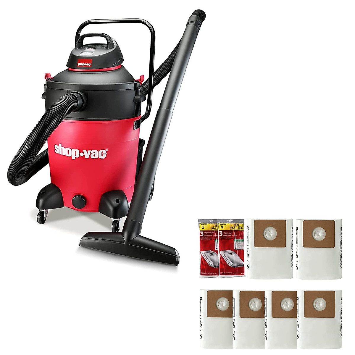 Shop-Vac 14 Gallon 6.5-Peak HP Wet/Dry Vacuum+90663 Disposable Filter Bags