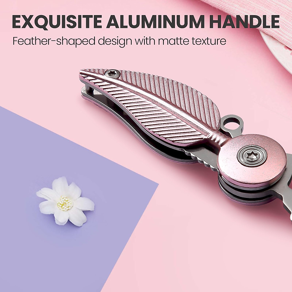 Tops Home Small Pink Pocket Knife for Women, Stocking Stuffers, Little Box Cutter, Cute Key Accessories, EDC Knife, Folding Utility Knife, Gift for Women Girls