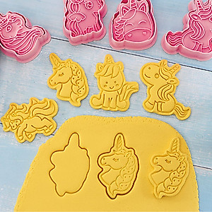 Leesgel Unicorn Party Decorations, 8 Styles Unicorn Cookie Cutters for Kids Birthday Party Supplies Favors, 3D Unicorn Biscuit Fondant Cookie Cutters Shapes for Baking