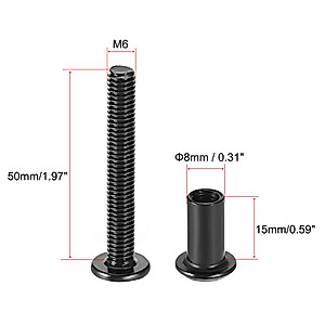 Awclub Screw Post Fit for 5/16"(8mm) Hole Dia, Male M6x50mm Belt Buckle Binding Bolts Leather Fastener Carbon Steel Black 10 Sets