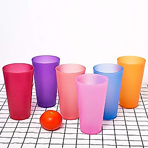 KX-WARE 32-ounce Plastic Tumblers/Large Drinking Glasses/Party Cups/Iced Tea Glasses Set of 12,6 Assorted Colors| Unbreakable, Dishwasher Safe, BPA Free