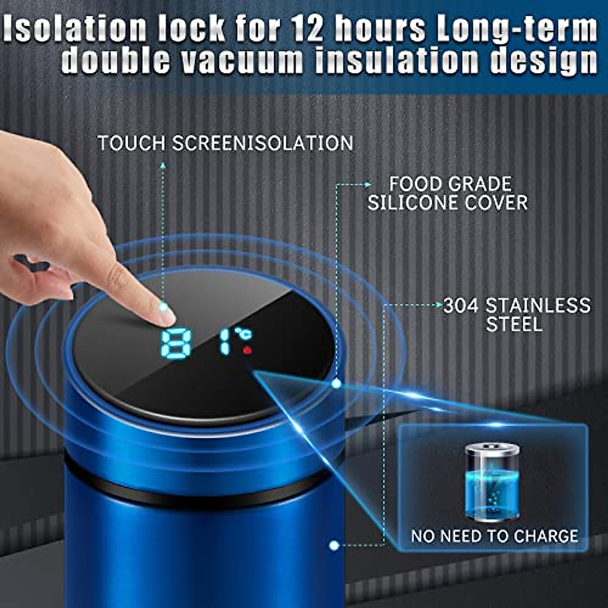 6 Pieces Coffee Bottle with LED Temperature Display Water Bottle Double Walled Smart Water Bottles Tea Infuser Bottle Stainless Steel Thermal Cup Travel Mug Keeps Water Cold and Warm (Multicolor)