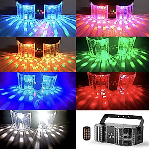 DJ Lights, BSYUN Professional RGBW LED 15 Modes DJ Lights for Parties, Sound Activated Modes DJ Disco Party Lights Compatible with DMX 512 & Remote for Indoor Parties