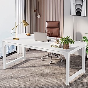 LITTLE TREE 70.8 Inch X-Large Executive Computer Office Desk, White