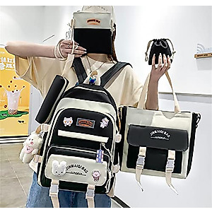 5Pcs Accessories Backpack with Pin & Set Cute Backpack Kawaii Backpack School Bags for Teen Girl