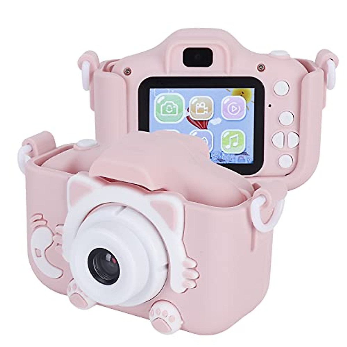 070 Camera Children Camera Portable 40MP Cartoon Cat Photograph Camera with Puzzle Games Birthday Gifts for Kids Children (Pink)