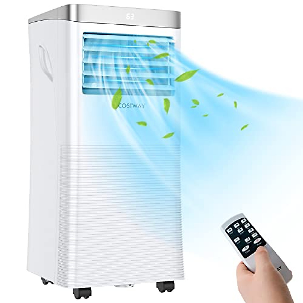 COSTWAY Portable Air Conditioner, 10000 BTU Air Cooler with Fan & Dehumidifier Mode for Rooms up to 350 Sq.Ft, Quiet AC Unit with Sleep Mode, 2 Fan Speeds, 24H Timer(10000BTU)
