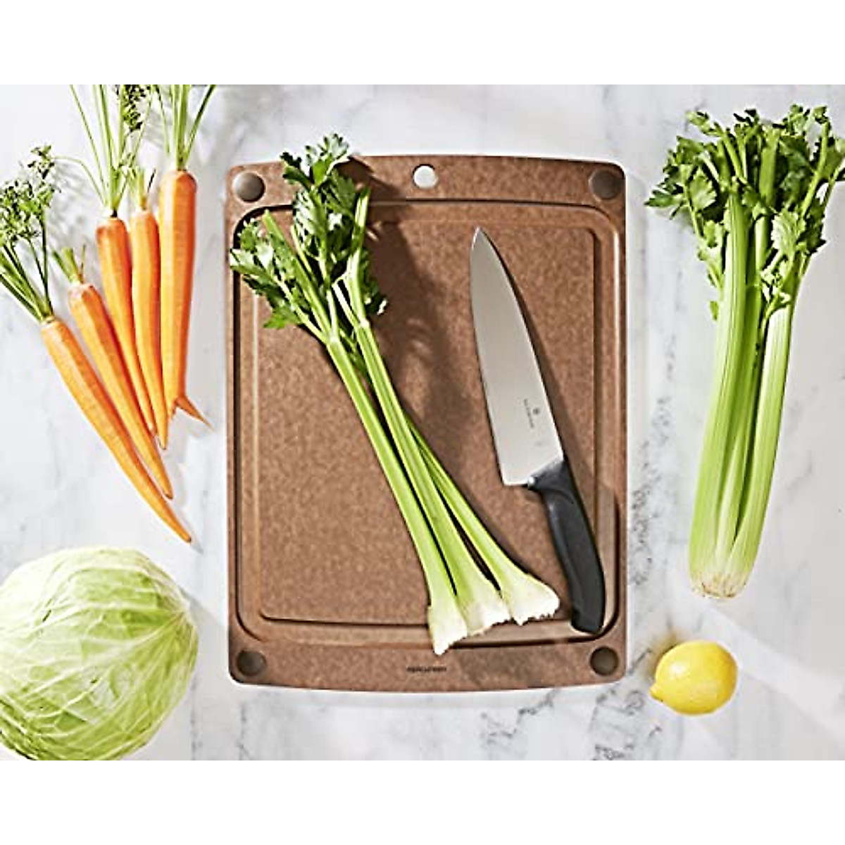 Epicurean All-In-One Cutting Board with Slip Feet and Juice Groove, 17.5-Inch × 13-Inch, Nutmeg/Brown