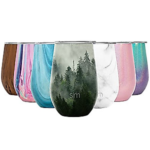 Simple Modern Wine Tumbler with Press-In Lid | Vacuum Insulated 12oz Stemless Glass Cup or Coffee Mug with Lid | Spirit Collection | Mystical Forest