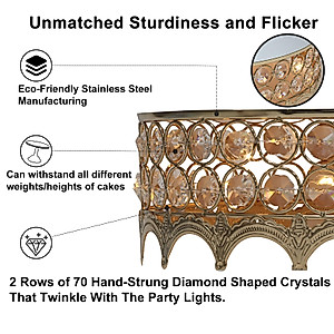 12 Inch Gold Cake Stand for Wedding Party, Crystal Metal Cake Stands for Wedding Reception Birthday Party Chrismas Celebration