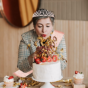 60th Birthday Sash and Tiara for Women, Rose Gold 60th Birthday Decoration Set with Crown and '60 & Fabulous' Sash 60th Birthday Decorations for Woman