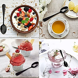 WNATN Demitasse Espresso Spoons, 4.9 Inches Stainless Steel Mini Coffee Spoon Small Spoons for Dessert, Set of 8 (Black)