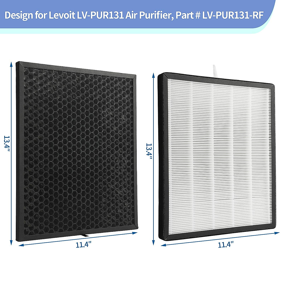 Gazeer True HEPA Filter Replacement Compatible with Levoit LV-PUR131 LV-PUR131-RF HEPA & Activated Carbon Filters, 2 Sets