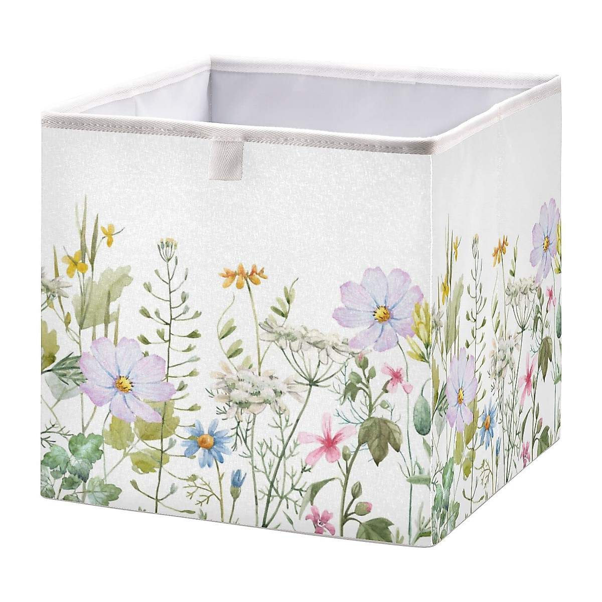 Qilmy Wildflowers Cube Storage Bin Large Foldable Storage Basket Organizer Bins for Home Office