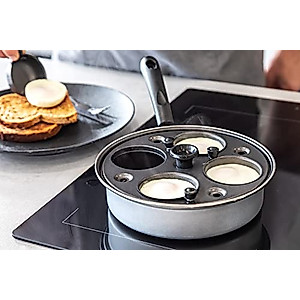 KitchenCraft 4 Egg Poacher Pan, Induction Safe, Carbon Steel, 21 cm