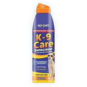 Epi-Pet K-9 Care Sunscreen, Paws to Tail Protection, Prevents Sunburns on Dogs and Horses, Sun Protector Spray, SPF 30+, Non-Greasy/Oily Solution – 3.5 oz