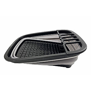 SAMMART 8L (2.11Gallons) Collapsible Dish Drainer with Drainer Board - Foldable Drying Rack Set - Portable Dinnerware Organizer - Space Saving Kitchen Storage Tray (Black/Alloy Grey)