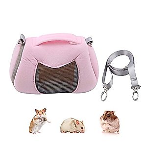 Wontee Hamster Carrier Bag Portable Outdoor Travel Handbag with Adjustable Single Shoulder Strap for Hamster Small Pets (Pink)