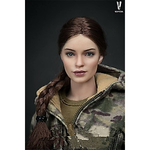 1/6 Scale Female Head Sculpt,Girl Soldier Braid Hair Head Carved for 12'' Phicen TBLeague VC Action Figure