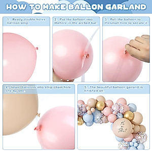 Amandir 185Pcs Gender Reveal Decorations, Double-Stuffed Pastel Pink and Blue Brown Nude Balloon Arch Kit White Cloud Hanging Moon&Star Garland Boho Neutral Boy or Girl Bear Baby Shower Party Supplies