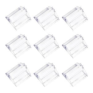 GSHLLO 24 Pcs Plastic Game Card Stands Small Wedding Table Place Cards Holder Paper Board Markers Bases Mini Picture Display Stands for Party Favor Transparent