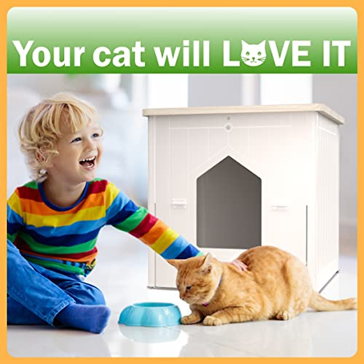 Palram Pets CATSHIRE Cat Litter Box Enclosure Furniture, Hidden Cat Box, Functional Pet House Side Table, Nightstand, Enclosed Kitty Loo Washroom with Magnetic Door Latch, Easy to Clean, White