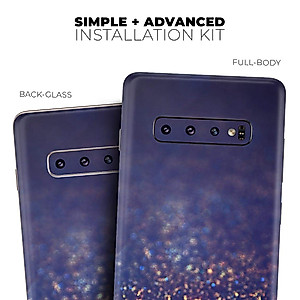 DesignSkinz Deep Blue with Gold Shimmering Orbs of Light Protective Vinyl Decal Wrap Skin Cover Compatible with The Samsung Galaxy S20 (Screen Trim & Back Glass Skin)