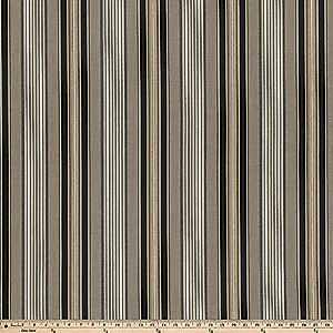 Pillow Perfect Stripe Outdoor Patio Seat Cushion with Ties, Plush Fiber Fill, Weather, and Fade Resistant, Square Corner - 20" x 20", Black/Grey Getaway Stripe, 2 Count