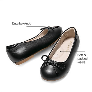 DREAM PAIRS Girls Dress Shoes Fashion Bow Ballet Flats Slip-on Flower Girl Shoes for Wedding, School, Party, Birthday,Size 2 Little Kid,Black,KFL216