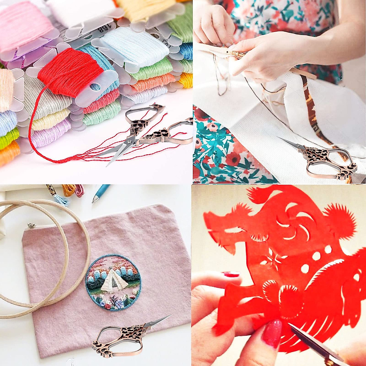 BIHRTC 4.5inch Embroidery Scissors Cross Stitch Scissors with Leather Scissors Cover Stainless Steel Sharp Pointed Tip Sewing DIY Tool for Needlework Artwork Sewing Handicraft