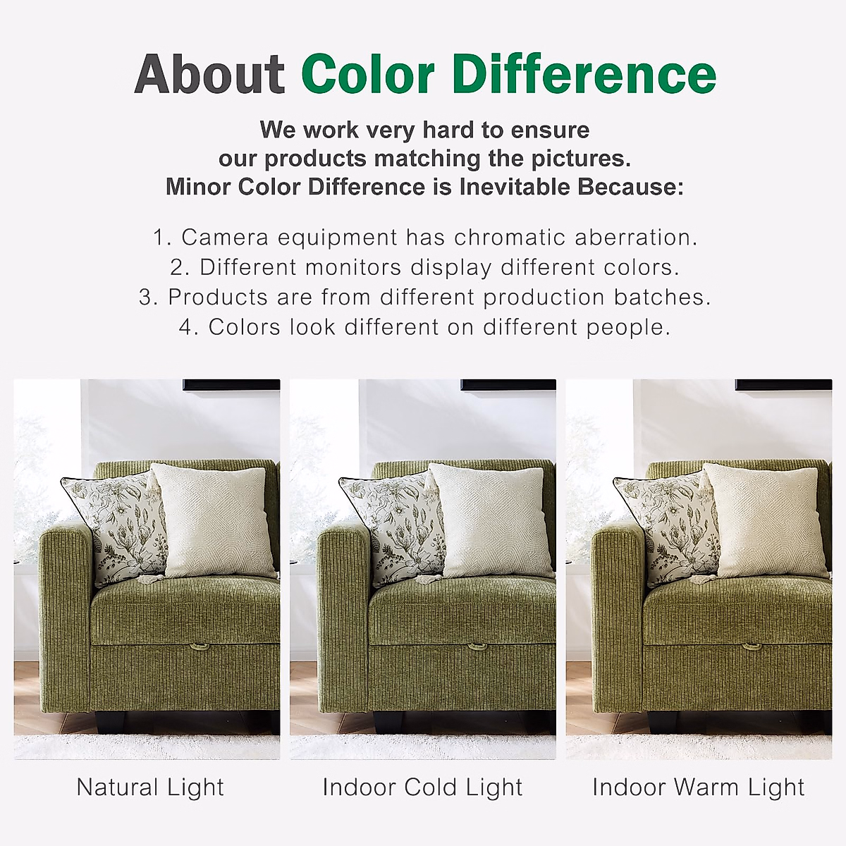 ABCASA 118" Modular Sectional Couches for Living Room, No Compressed No Sagging, 6 Seat Sofa Couch with Storage, Easy to Install - Corduroy Green