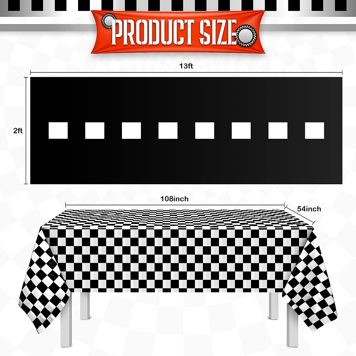 24 Pieces Race Car Party Supplies Include Traffic Cones Checkered Flag Race Flags Checkered Tablecloth Race Track Running Mat and Tire Tube Swimming Ring for Car Themed Birthday Party Decorations