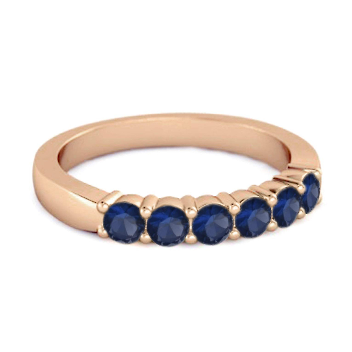 Shine Jewel Multi Choice Your Gemstone Richfeel Band Half Eternity 0.12 Cts 925 Sterling Silver Rose Gold Plated Stacking Ring (7, blue-sapphire)