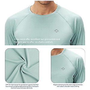 NAVISKIN Men's Sun Protection UPF 50+ UV Outdoor Long Sleeve Shirts Light Green Size M