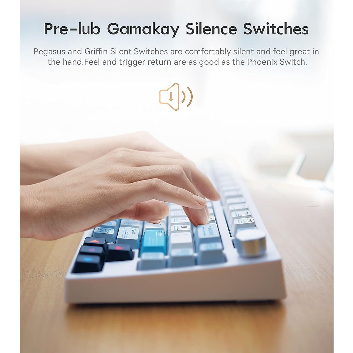 GK GAMAKAY TK75 75% Mechanical Keyboard with Knob Control, Hot Swap RGB Bluetooth 5.0/2.4GHz Wireless/USB-C Wired PBT Cherry Profile Keycaps Gaming Keyboard for Windows Mac (Gateron Red Switch)