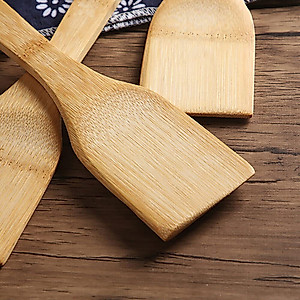 6PCS Kitchen Wooden Bamboo Utensils Spatula Spoon Shovel Cooking Healthy Tools 12inch